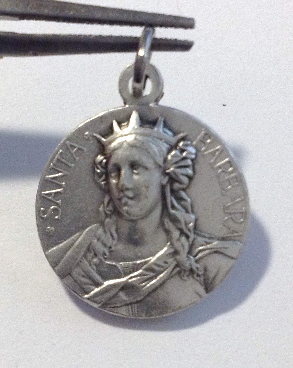 Saint Barbara Silver Tone Medal - Patroness of Firefighters - Made in Italy