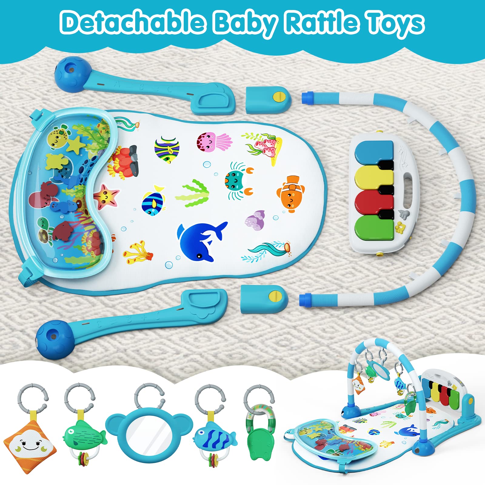 UNIH Baby Gym Play Mats Play Piano Gym Activity Center for Infants