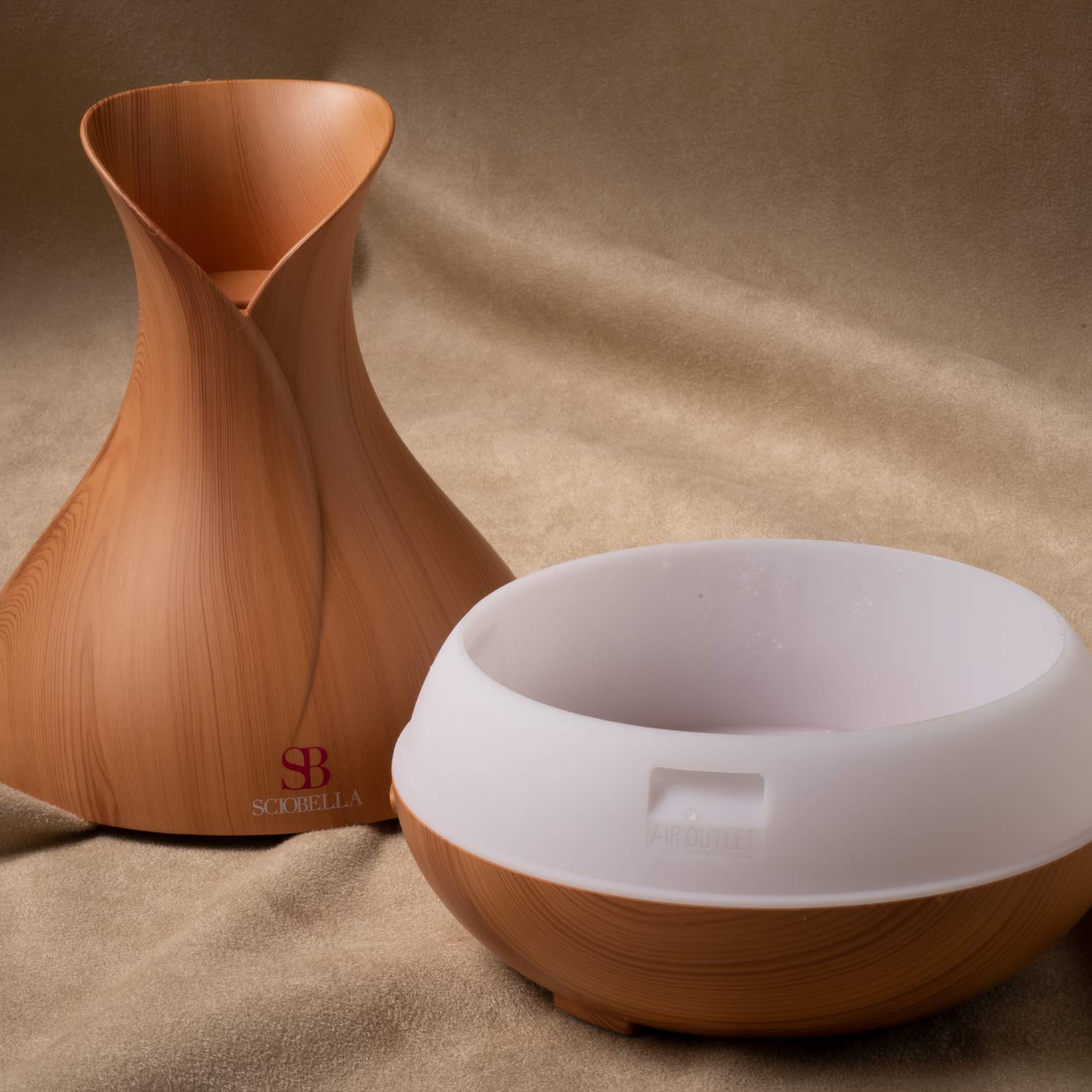 Sciobella Essential Oil Diffusers for Large Room Wood Grain Ultrasonic Aromatherapy Electric Pure Air Diffuser Home Office Desk Baby Room Spa 500ml Big Water Tank 2-Mist 1H/3H/6H/On Auto Shutoff