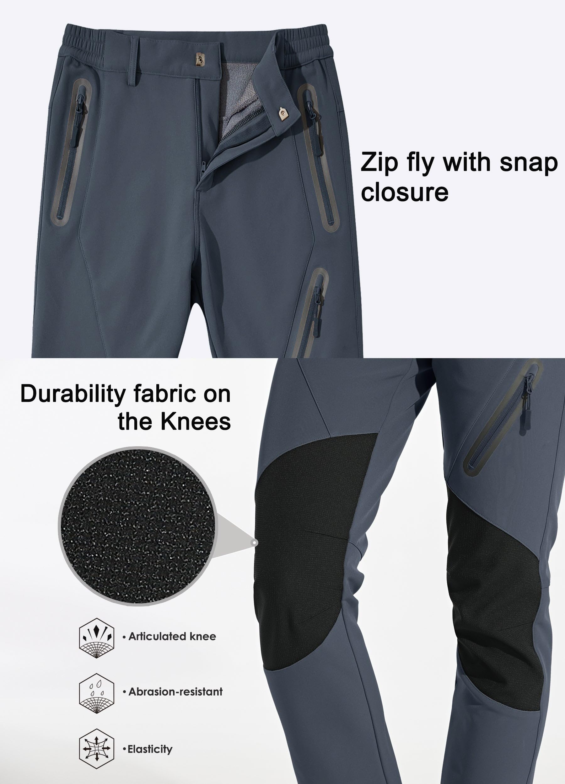 Willit Women's Snow Pants Waterproof Warm Winter Hiking Pants Outdoor Pants Insulated Cold Weather Grey XL