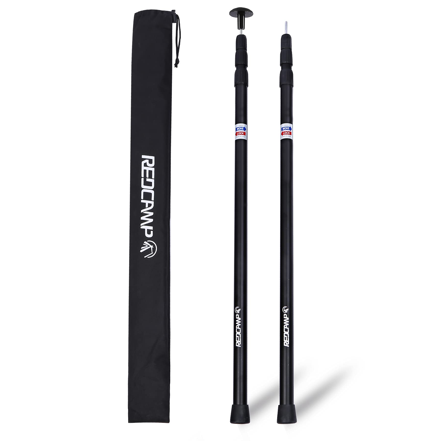 REDCAMP Adjustable Aluminum Tarp Poles Set of 2, Multifunction & Lightweight Telescoping Beach Tent Poles for Canopy Awning Silver (Silver Foldable)