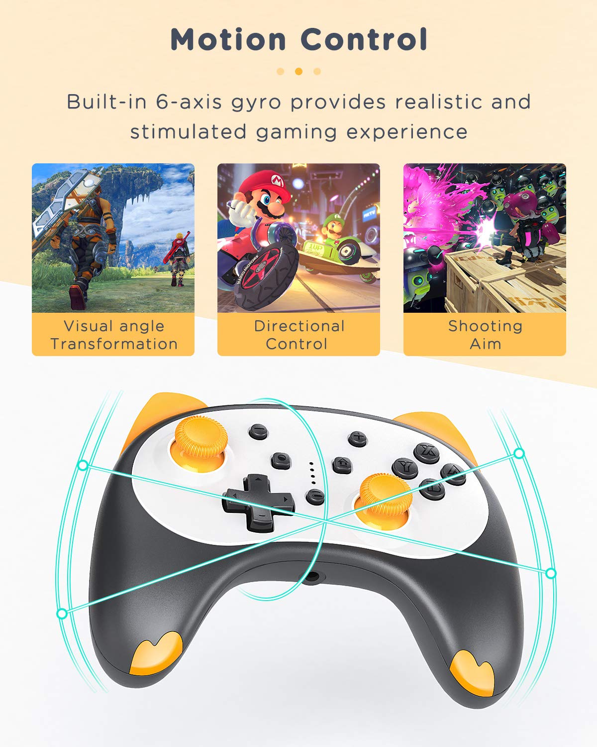 Vivefox Switch Lite Controller, Wireless Pro Controller for Switch Switch Lite Cartoon Kitten Switch Gamepad Supports Wake-up, Turbo, Gyro Axis, Dual Shock and Audio Jack Blathers