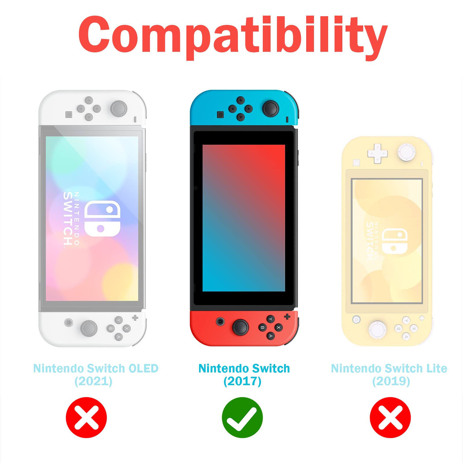 Xcitifun Designed for Nintendo Switch Case Switch Joy-Con Clear Cases [PC+TPU] for Girls Boys Kids Cute Kawaii Protective Shell Compatible with Nintendo Switch Controller Carrying Cover - Mushroom