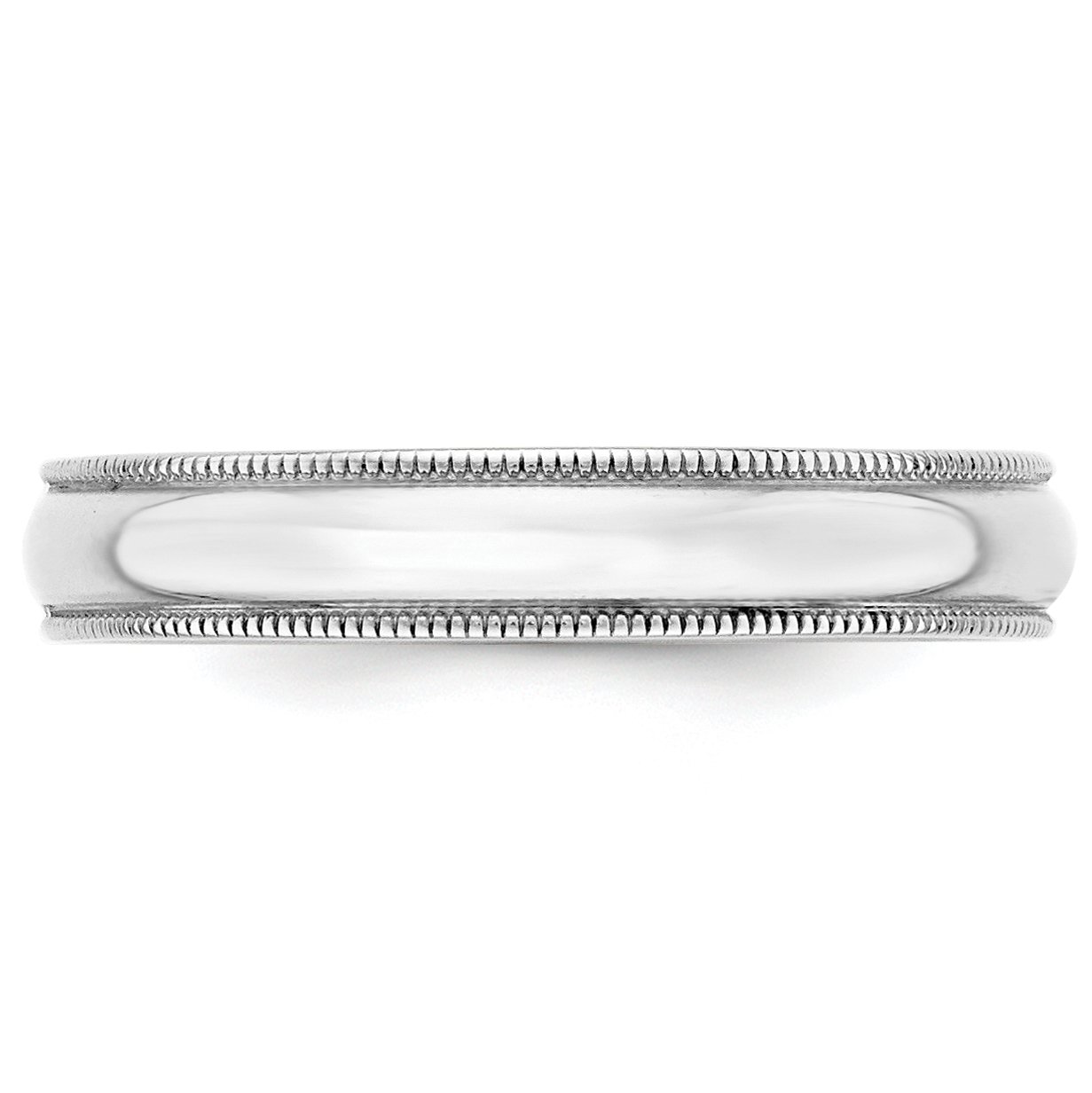 Solid 10k White Gold 4 mm Round Milgrain Wedding Band Ring Size 8.5