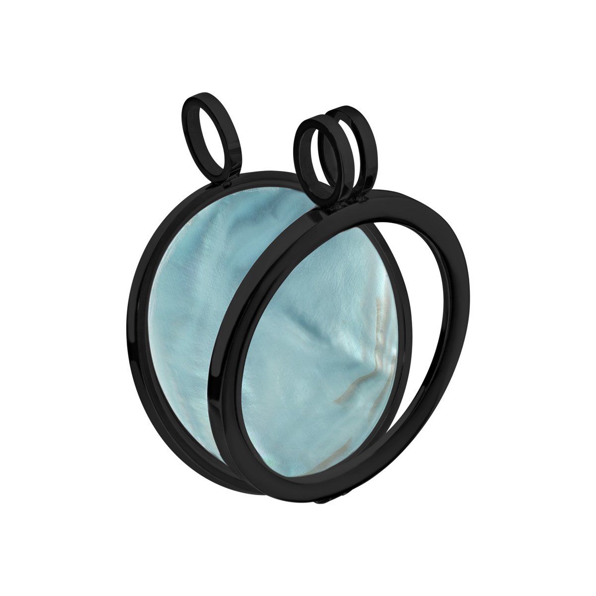 Quiges Black Plated Stainless Steel Interchangeable 33mm Coin Holder Frame Pendant Locket