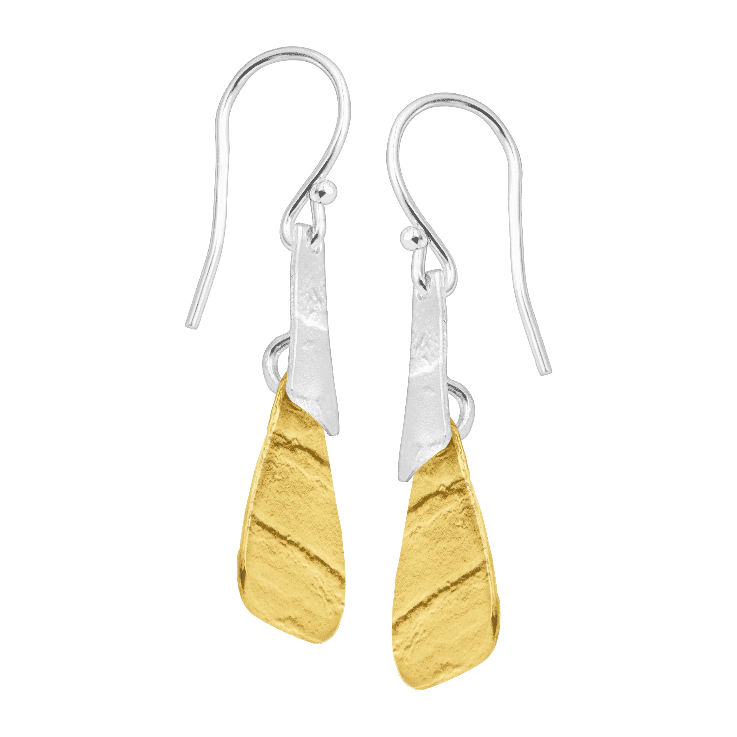 Silpada 'Combination' Drop Earrings in Textured Brass and Sterling Silver