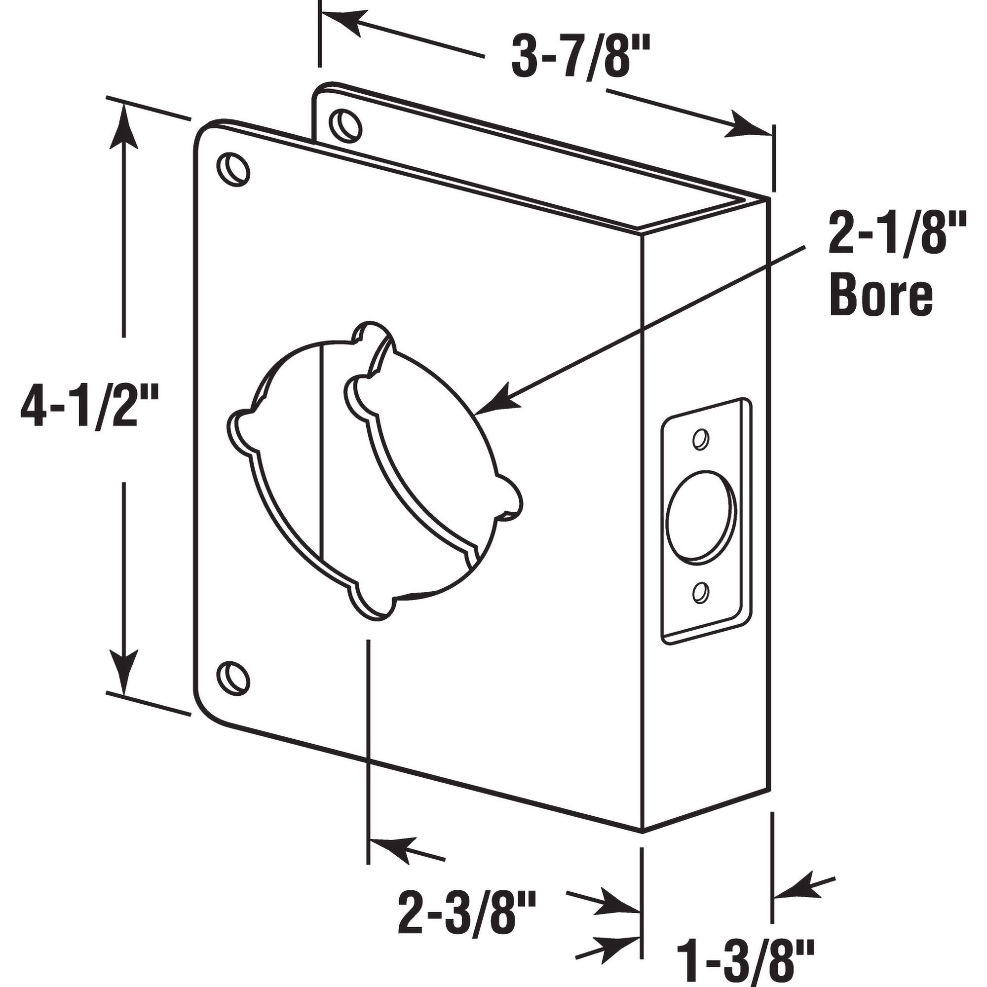 Prime-Line MP9453 Brass Single Bore Hole Lock and Door Reinforcement Plate for 1-3/8 in. Thick Doors, Brass Finish (Single Pack)
