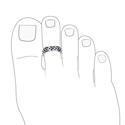 Personalized Celtic Trinity Knot Work Circle Triquetra Pinky Midi Toe Ring For Women Teens Oxidized .925 Silver Sterling Adjustable Customizable