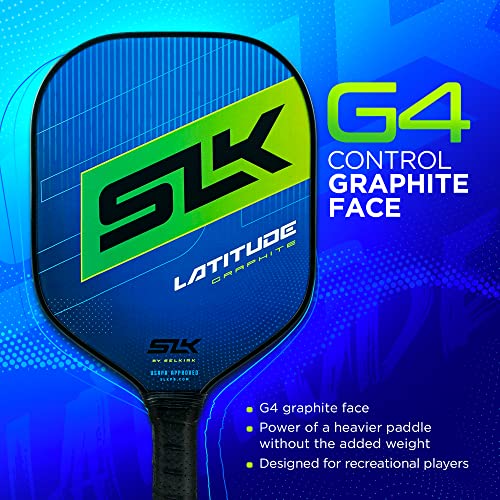 SLK Latitude Pickleball Paddle | Graphite Features G4 Face with Polymer Rev-Core Rackets Designed in The USA Lightweight Pickle Ball raquette Lakeside Lime|