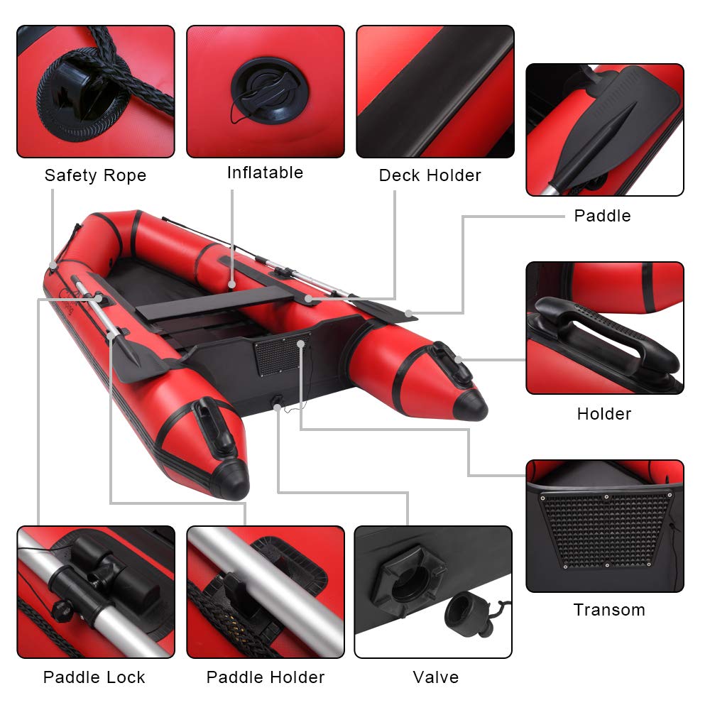 Trlec gt4-ly 7.5ft 180kg Water Adult Assault Boat Red and Black