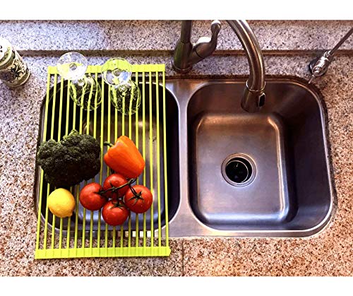 True & Tidy, Multi-Purpose Over The Sink Roll-Up Drying Rack, DR-881, Lime