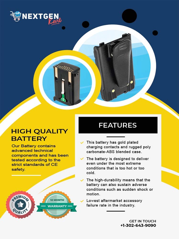 WAU Replacement for Vertex FNB-V-130LI-UNI Battery - (2500mAh Li-ion)