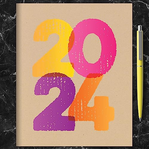 TF PUBLISHING 2024 Kraft Medium Monthly Planner | 2 Page Spreads | Large Calendar Grid and Planning Prompts | 12 Month Calendar for School and Work | Journal and Note Space | 6.5" x 8"
