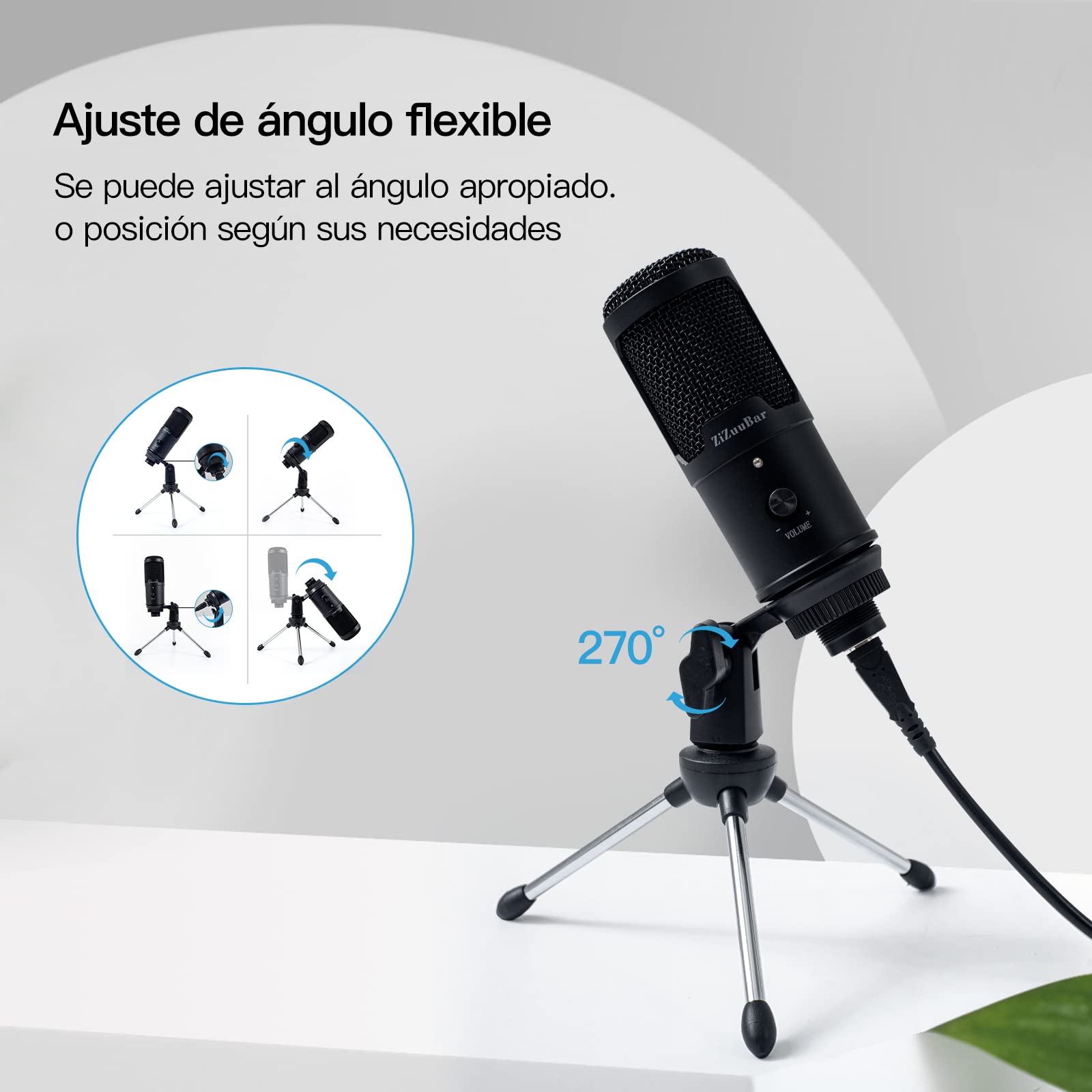 ZiZuuBar USB Microphone Gaming Mic for PC, Computer Microphone Plug and Play with Tripod for Recording Gaming Podcast,Video Meeting,Voice Overs and Streaming,Compatible with Windows/MAC/PS4