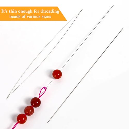 Redamancy 18 Pieces Beading Needles, 6 Sizes Seed Beads Needles Beading Needles Beading Embroidery Needles Big Eye Beading Needles forJewelry Making with Needle Bottle