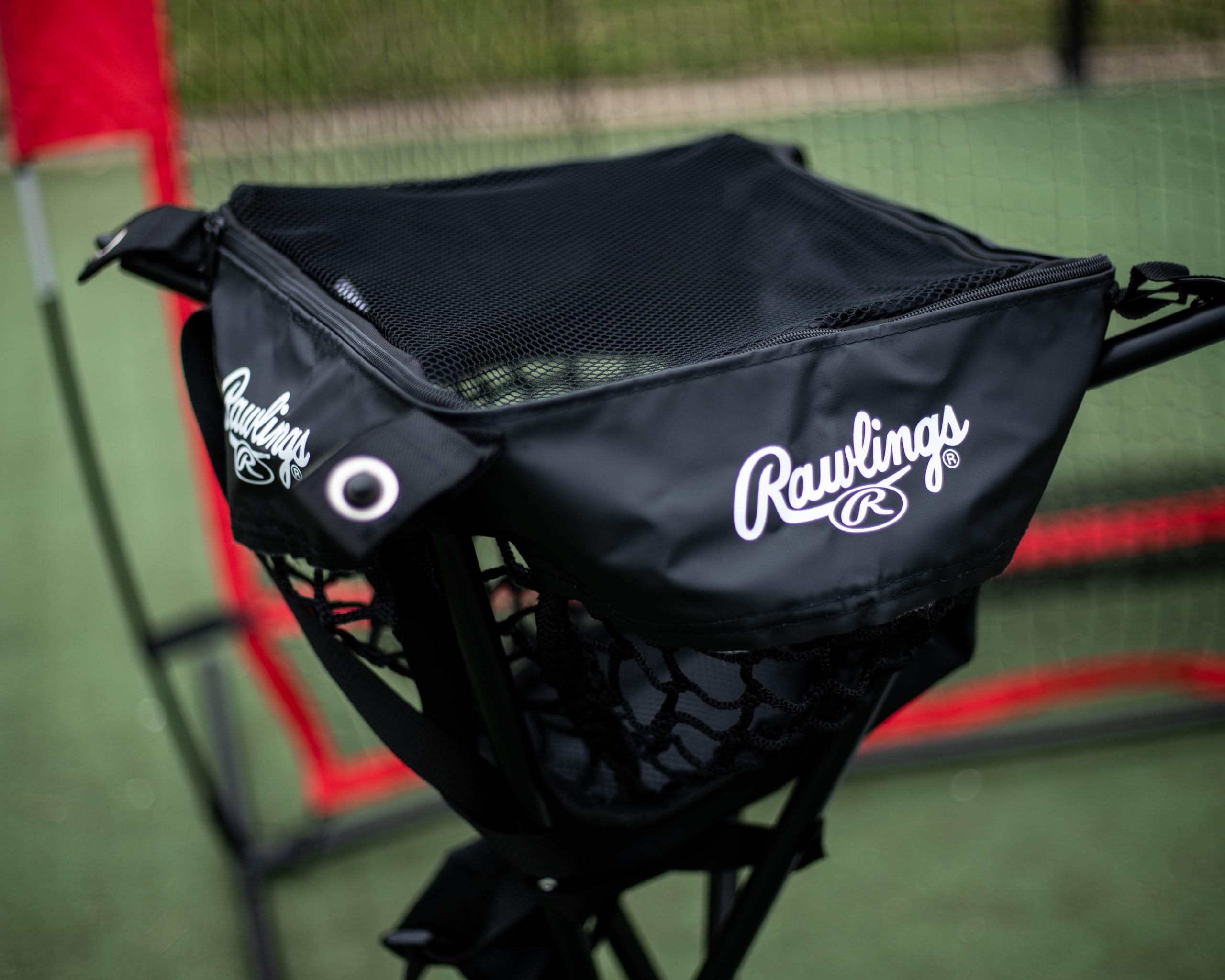 Rawlings | Ball Caddy | Holds 100+ Baseballs / 50+ Softballs | Includes Stand & Net Bag,Black