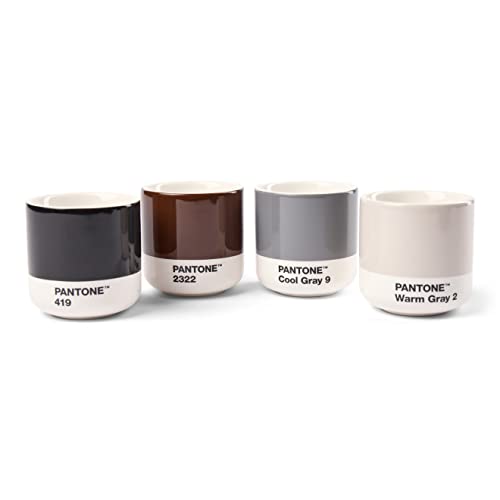 Pantone Porcelain Macchiato Thermo Cup, Lot de 4, Orange 021, Rouge 2035, Jaune 012 and Rose 182