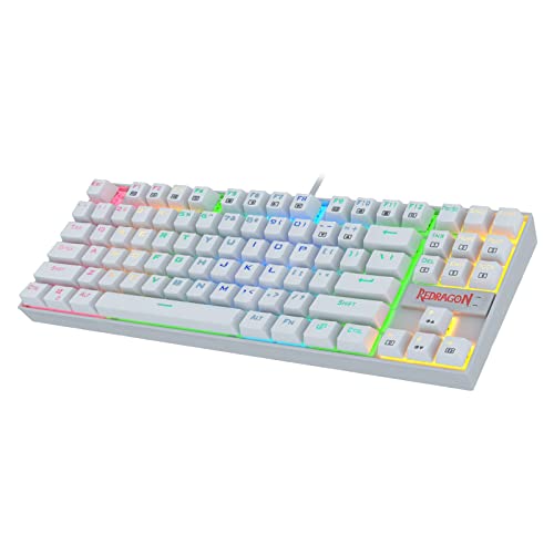 Redragon K552 Mechanical Gaming Keyboard RGB LED Backlit Wired with Anti-Dust Proof Switches for Windows PC (White, 87 Key Brown Switches)