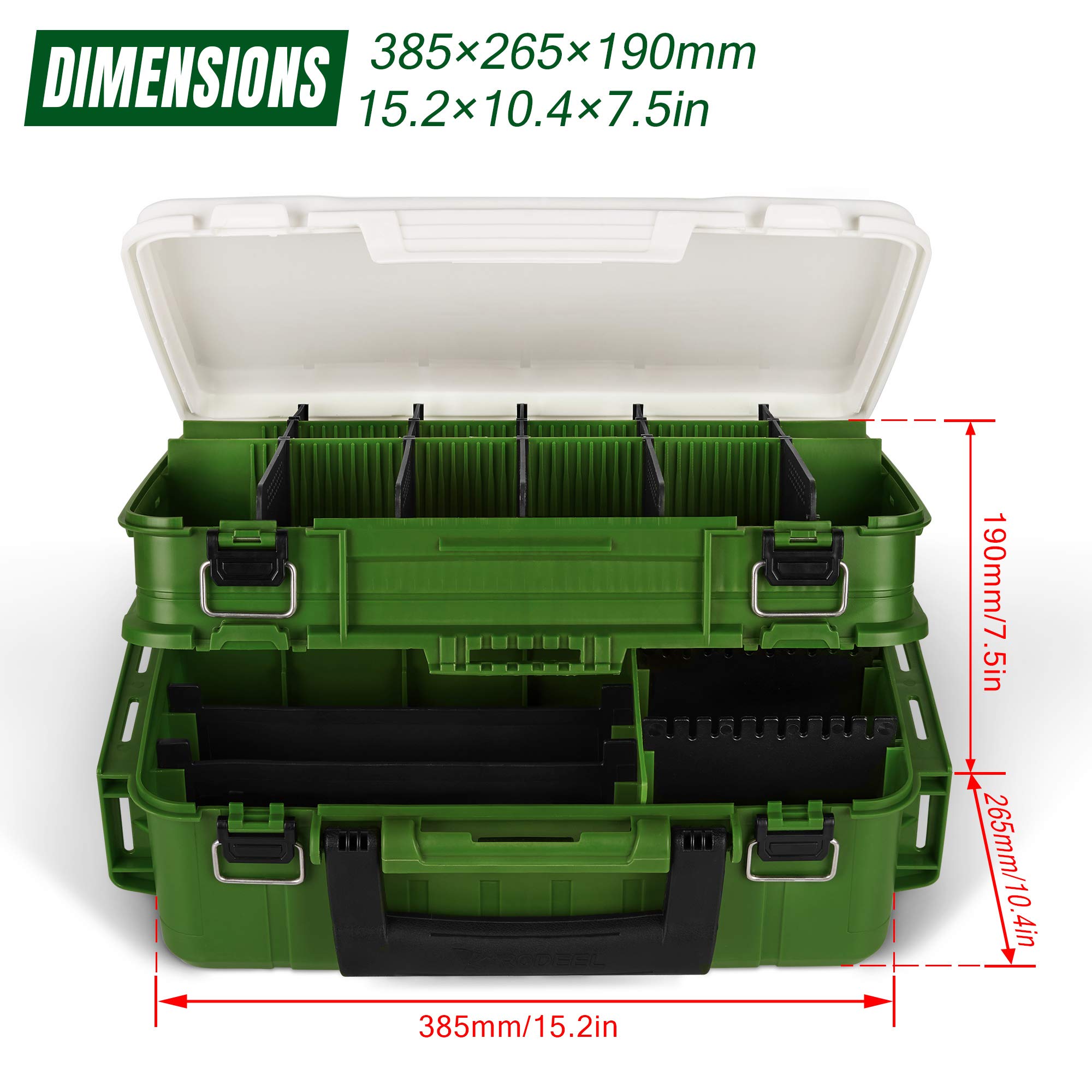 Rodeel Specialist Tackle System, Fishing Tackle Box for Storage and Organization of Fishing Accessories and Tools with Adjustable Compartments,size 15.2 x10.4x 7.5inch