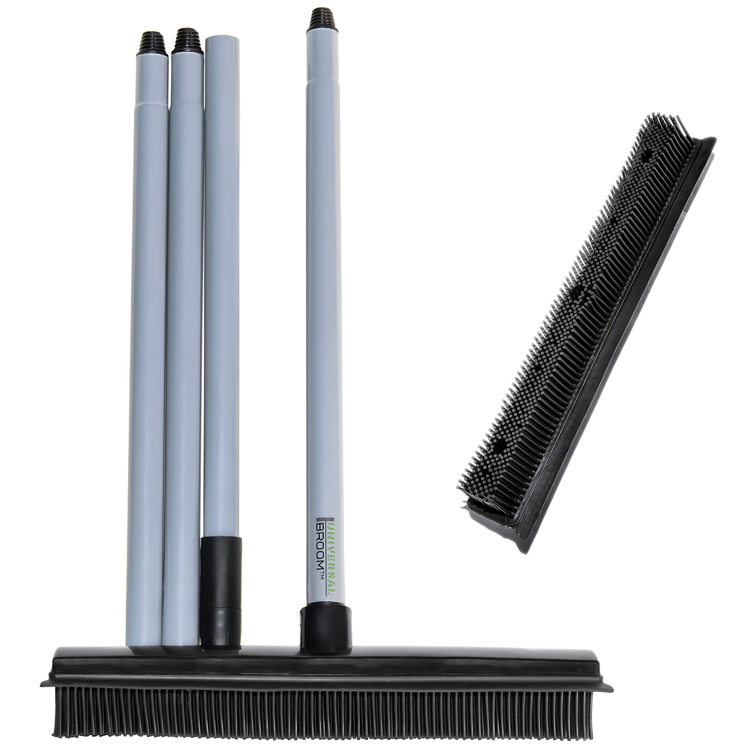 UNIVERSAL BROOM - Innovative Silicone Rubber Broom & Squeegee - Washable Broom for Pet Hair, Dirt & Spills - Carpet Rake to Fluff Carpet, Cleans Wood, Tile and Windows - Soft Rubber Bristles