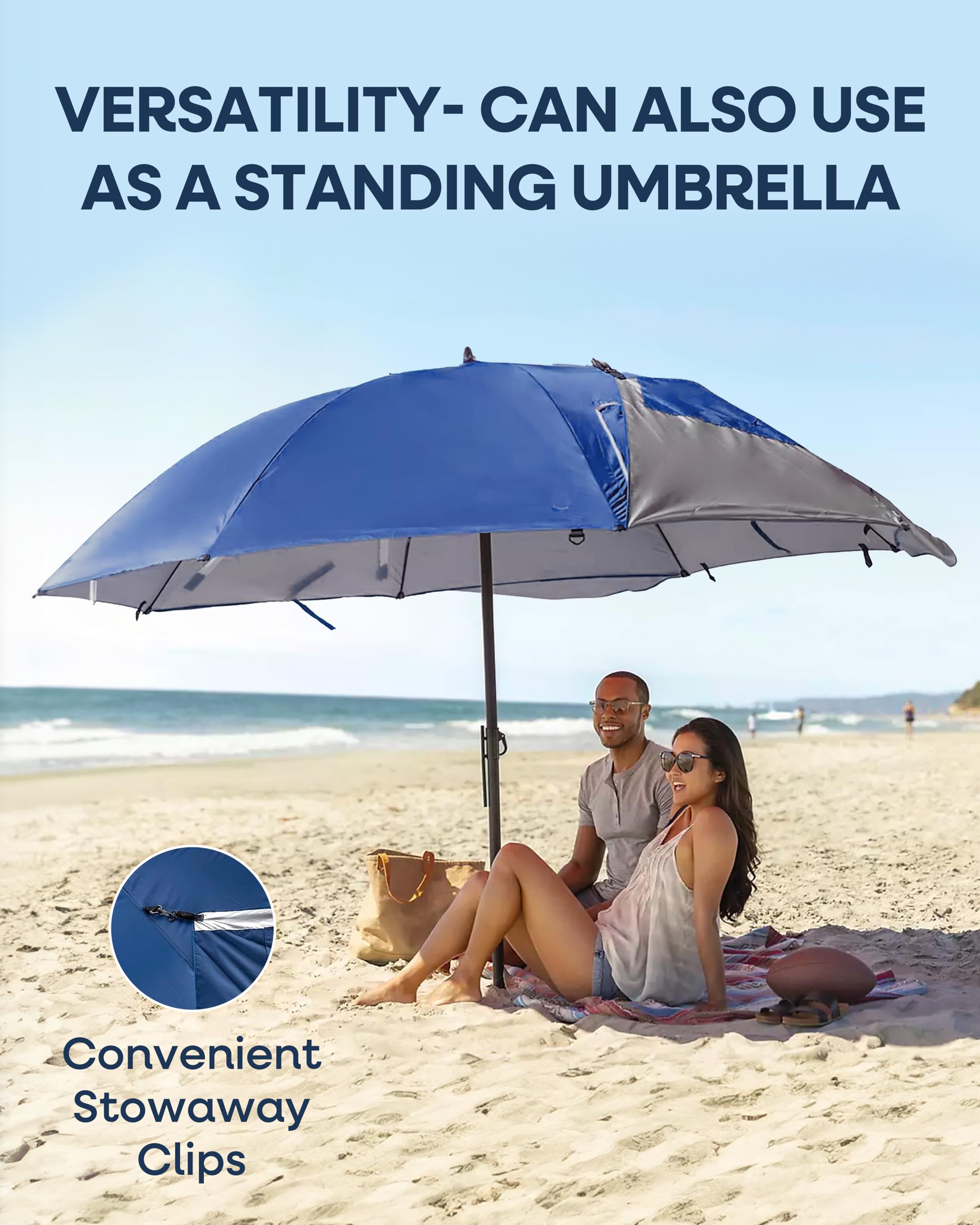 Sport-Brella Premiere XL UPF 50+ Umbrella Shelter for Sun and Rain Protection (9-Foot, Blue)