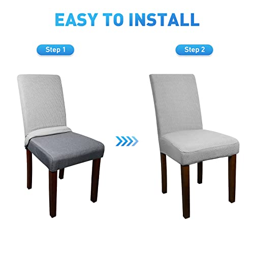 trusir Chair Covers for Dining Room 6 Pack, Stretch Chair Slipcover Kitchen Chair Protector for Dining Covers (Light Gray, 6Pack)
