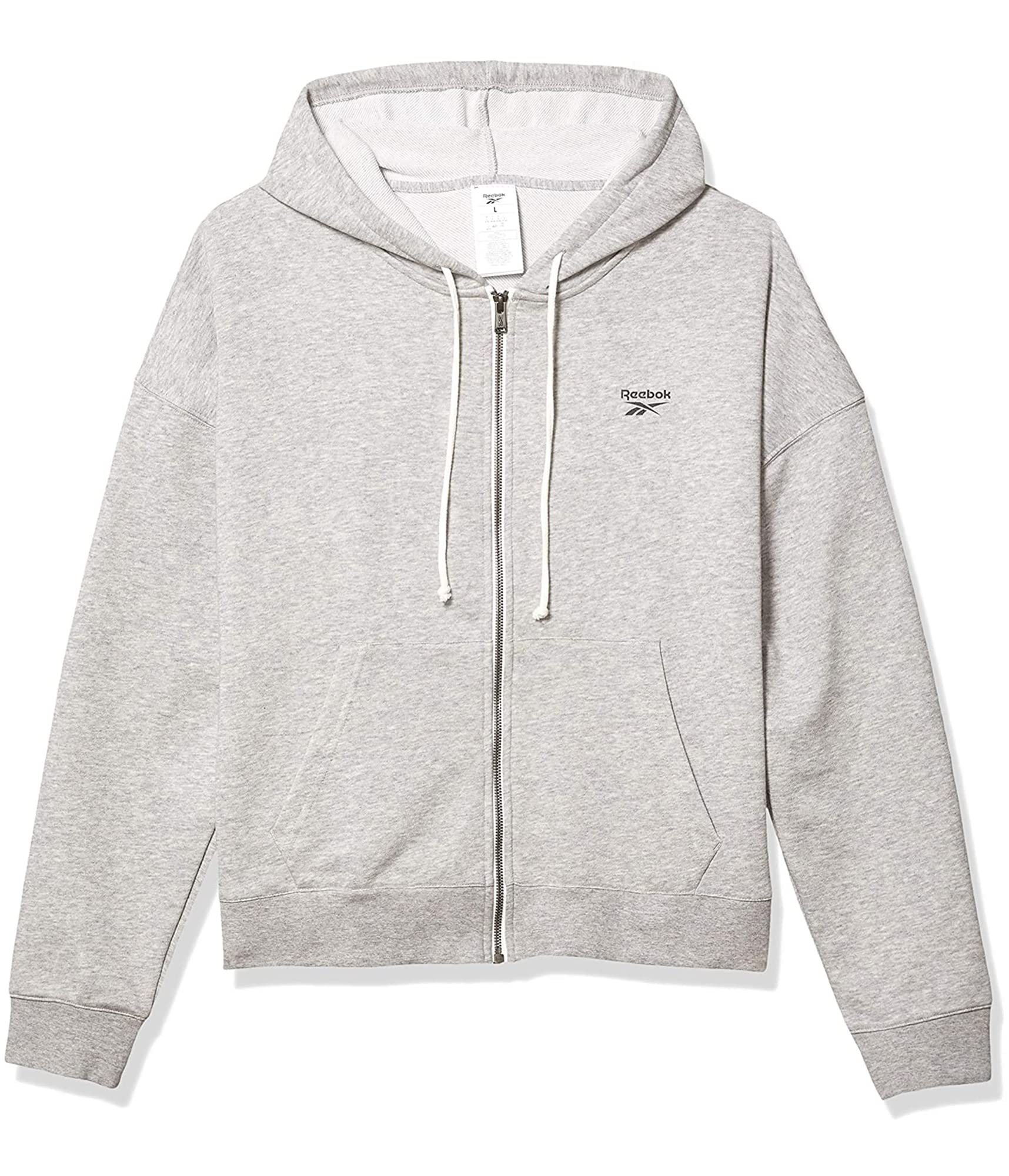 Reebok Training Essentials French Terry Full Zip, Medium Grey Heather, Large