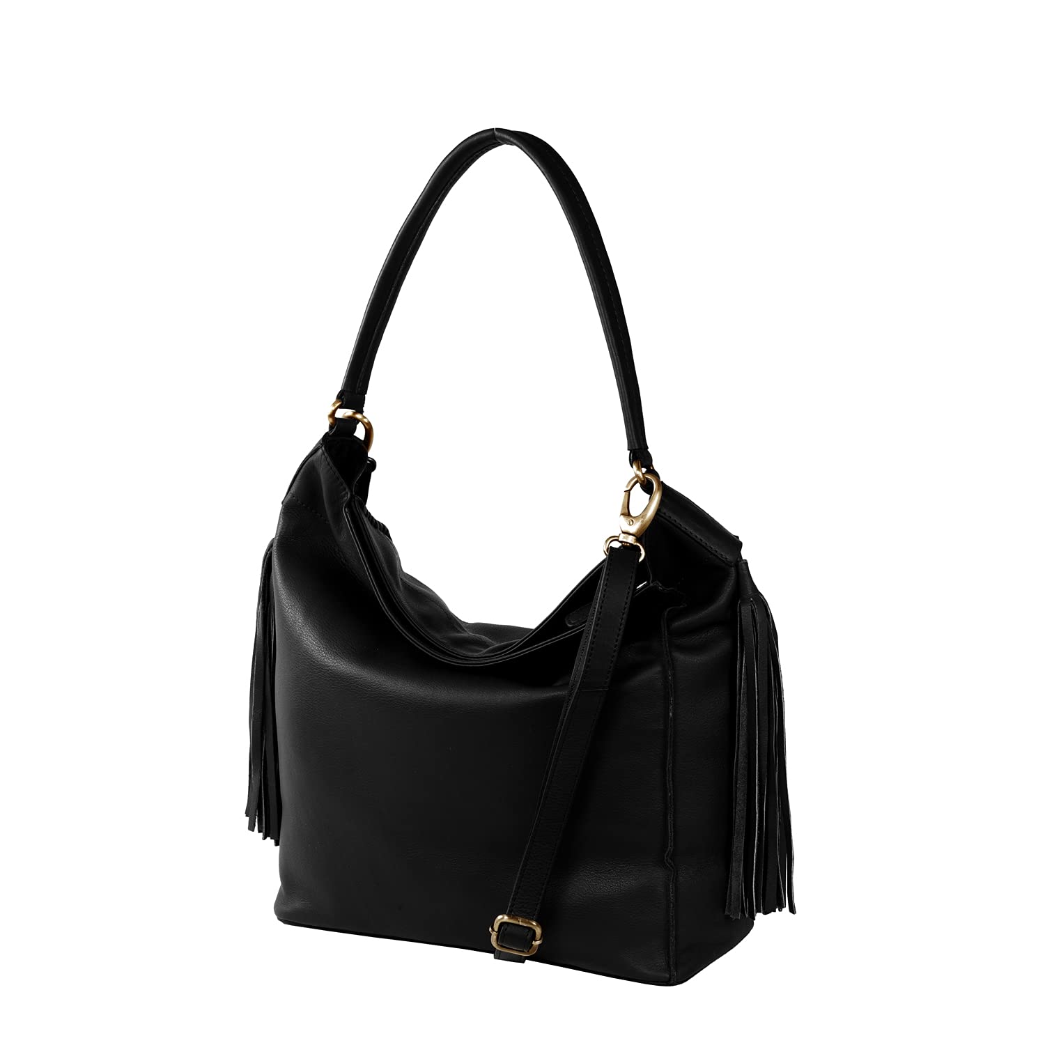 ROLANDO Alexa Women's Hobo Leather Sling Bag (Matt Black)