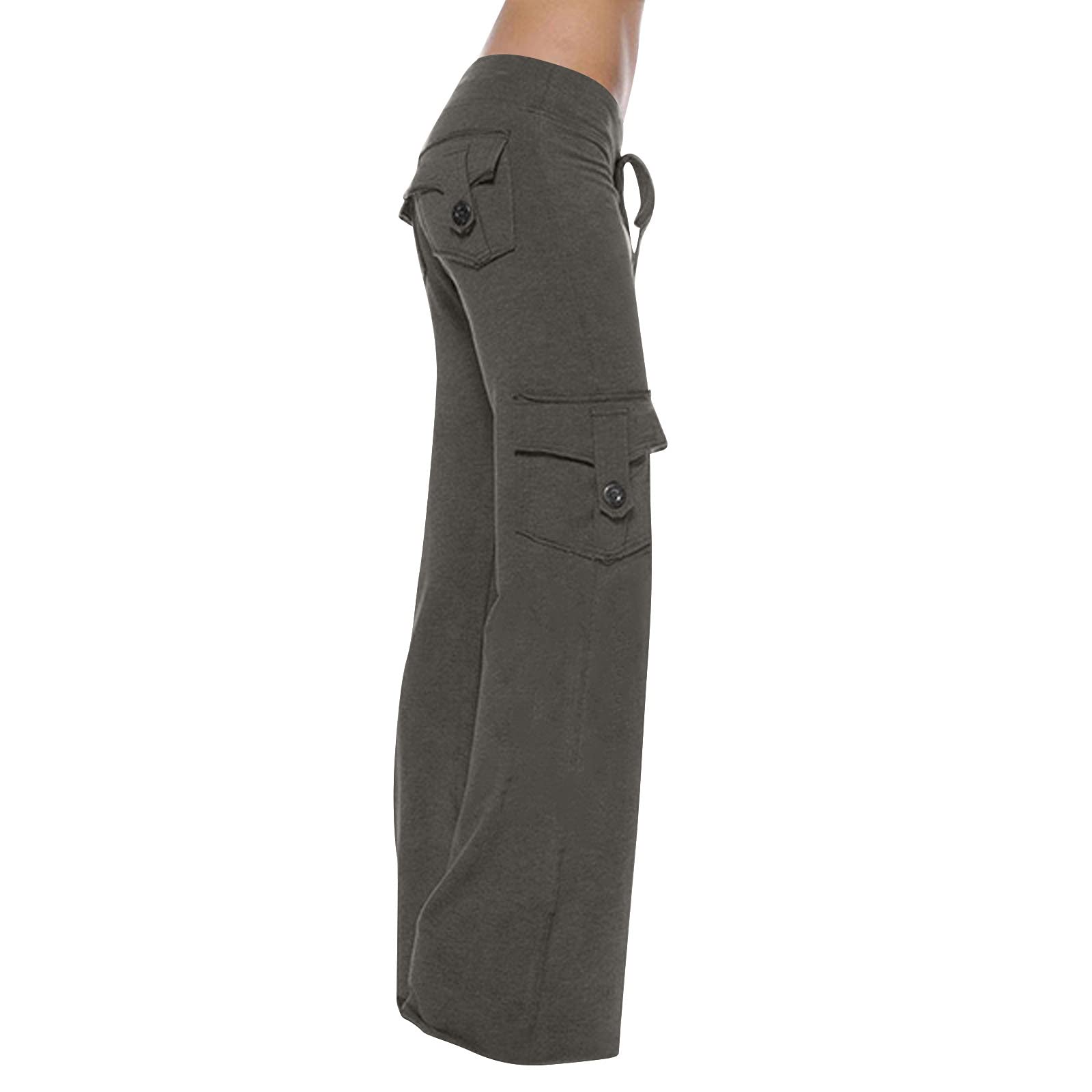 Yoga Pants Button Pockets Women Elastic for Workout Fitness - Super Soft Thin Material Womens Yoga Pants