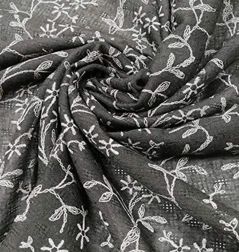 Shanlin Unisex Cotton Square Scarves 24x24 (Floral-Black)