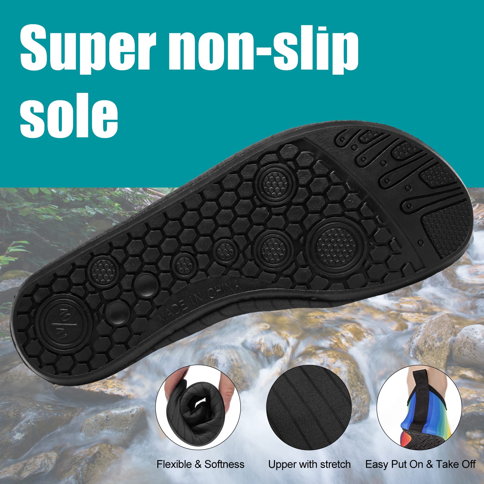 Unisex Water Shoes Quick-Drying Beach Aqua Shoes for Women Men Black 2 Pack
