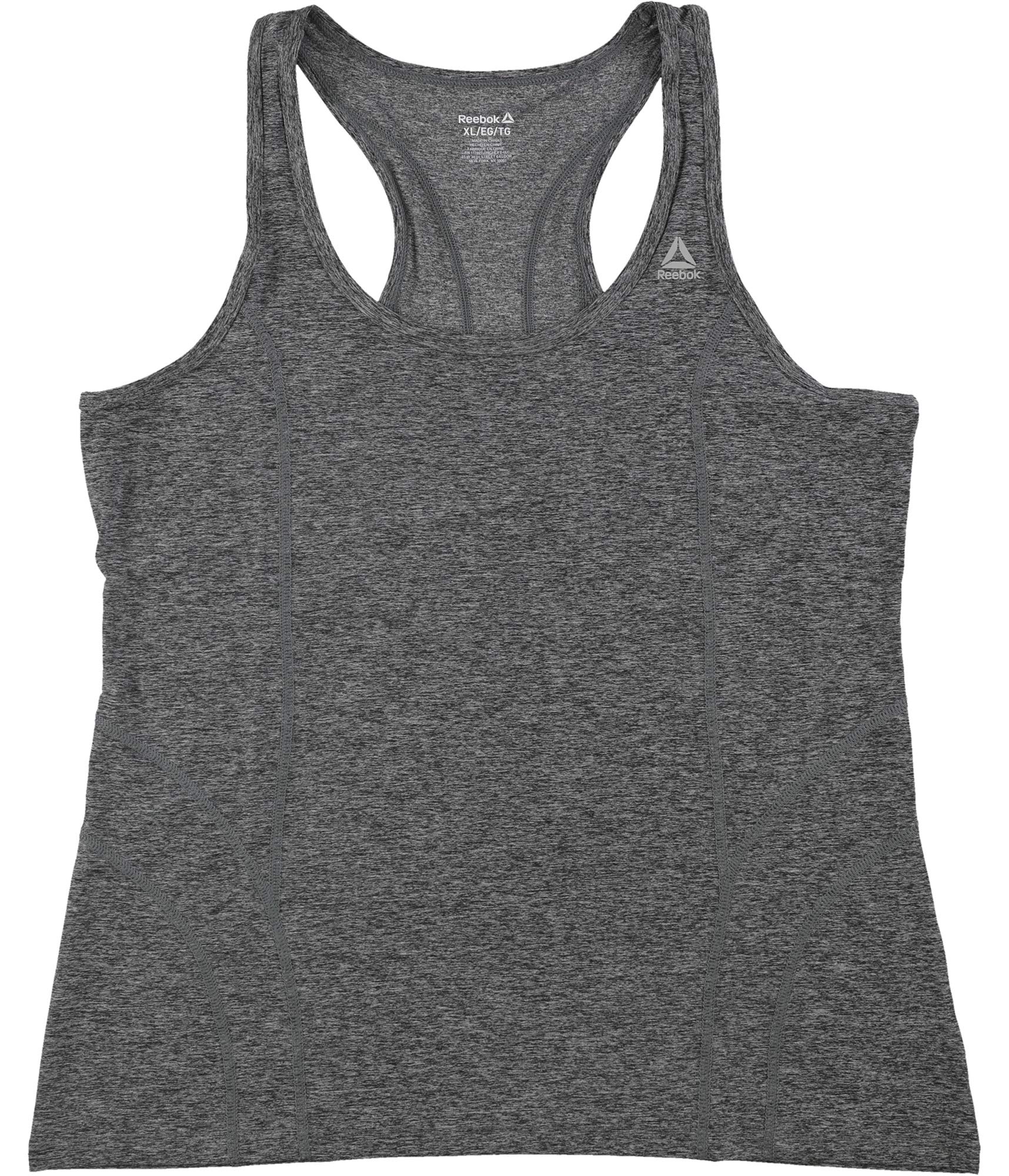 Reebok Womens Marled Jersey Racerback Tank Top, Black, Medium