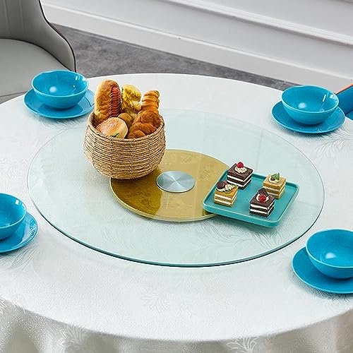 VERDDE Tempered Glass Lazy Susan 20in 30in 40in For Dining Table Swivel Turntable Serving Plate Round Transparent Rotating Tray 50cm~100cm - Heavy Duty (Size : 50cm/20in)