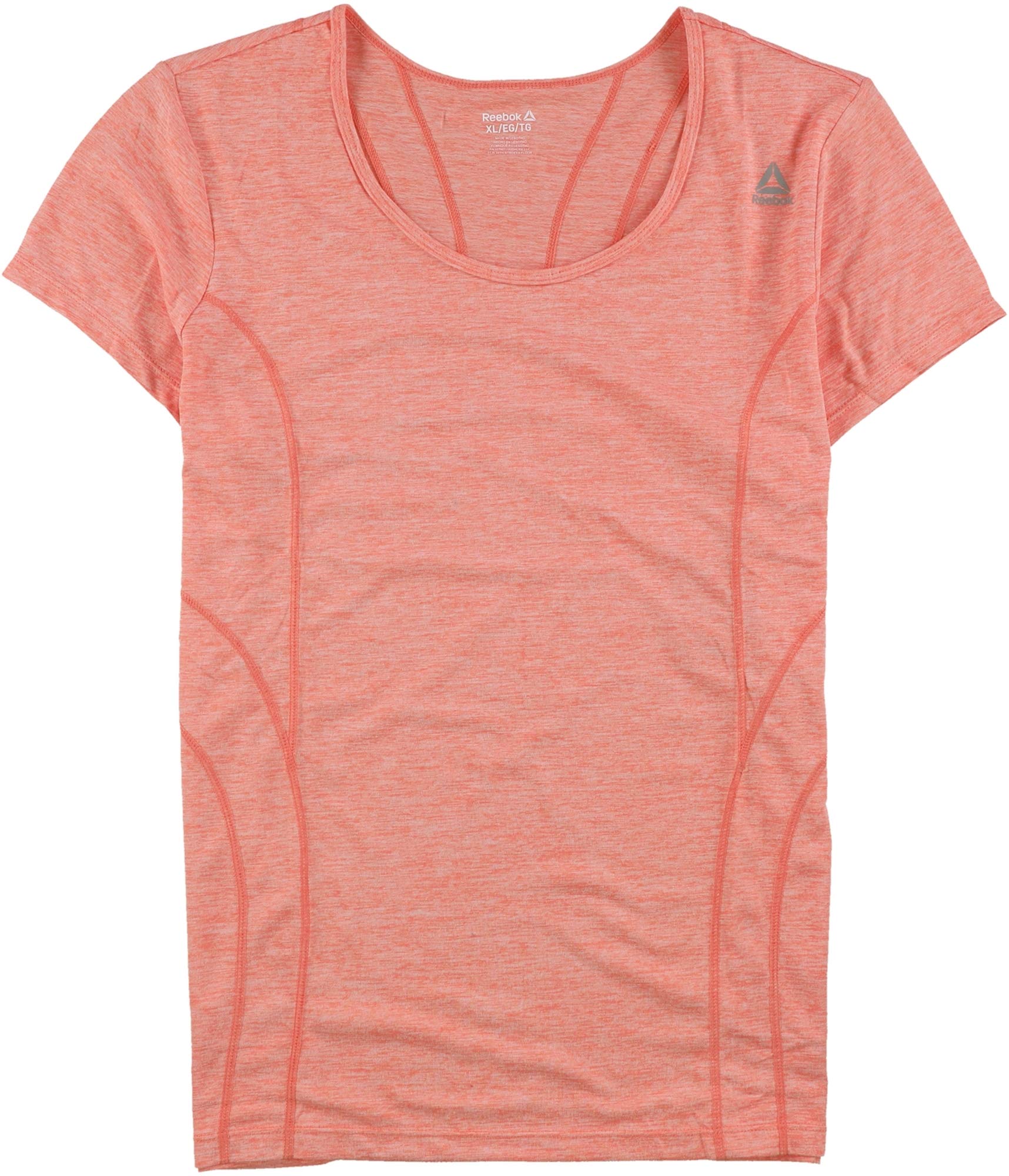 Reebok Womens Poly Marled Basic T-Shirt, Pink, Medium