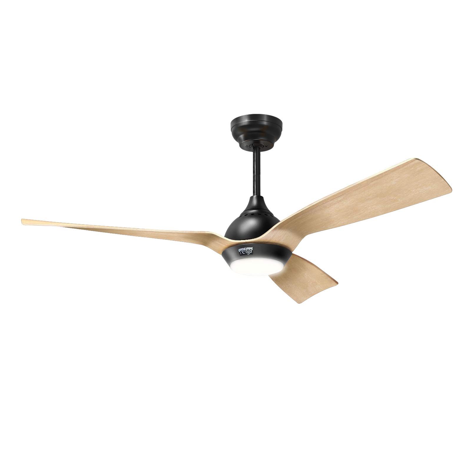 reiga 52-Inch DC Motor Smart Ceiling Fan with Dimmable Light Kit App Alexa Google Home Remote Control, 3 Oak Color Blades Suit for Indoor/Outdoor, 6-Speed, Timer