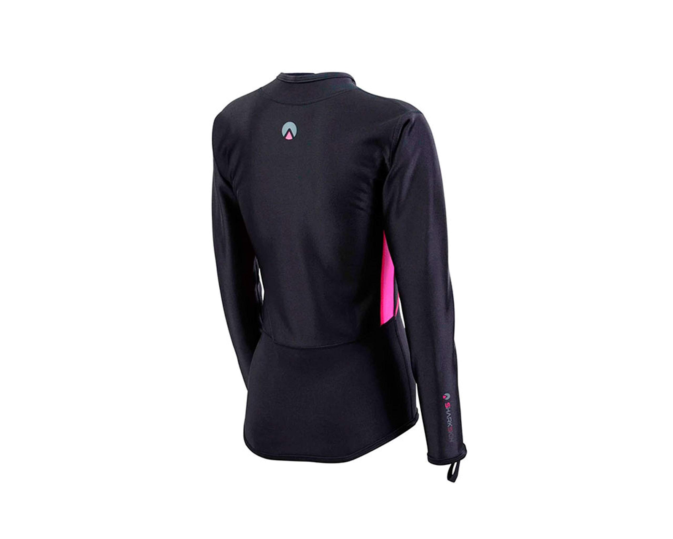 Sharkskin Women's Robust Chillproof Long Sleeve Chest Zip Shirt for Scuba Diving and Water Sports, Black/Pink, Medium (WSSCPLSCZBKPK)