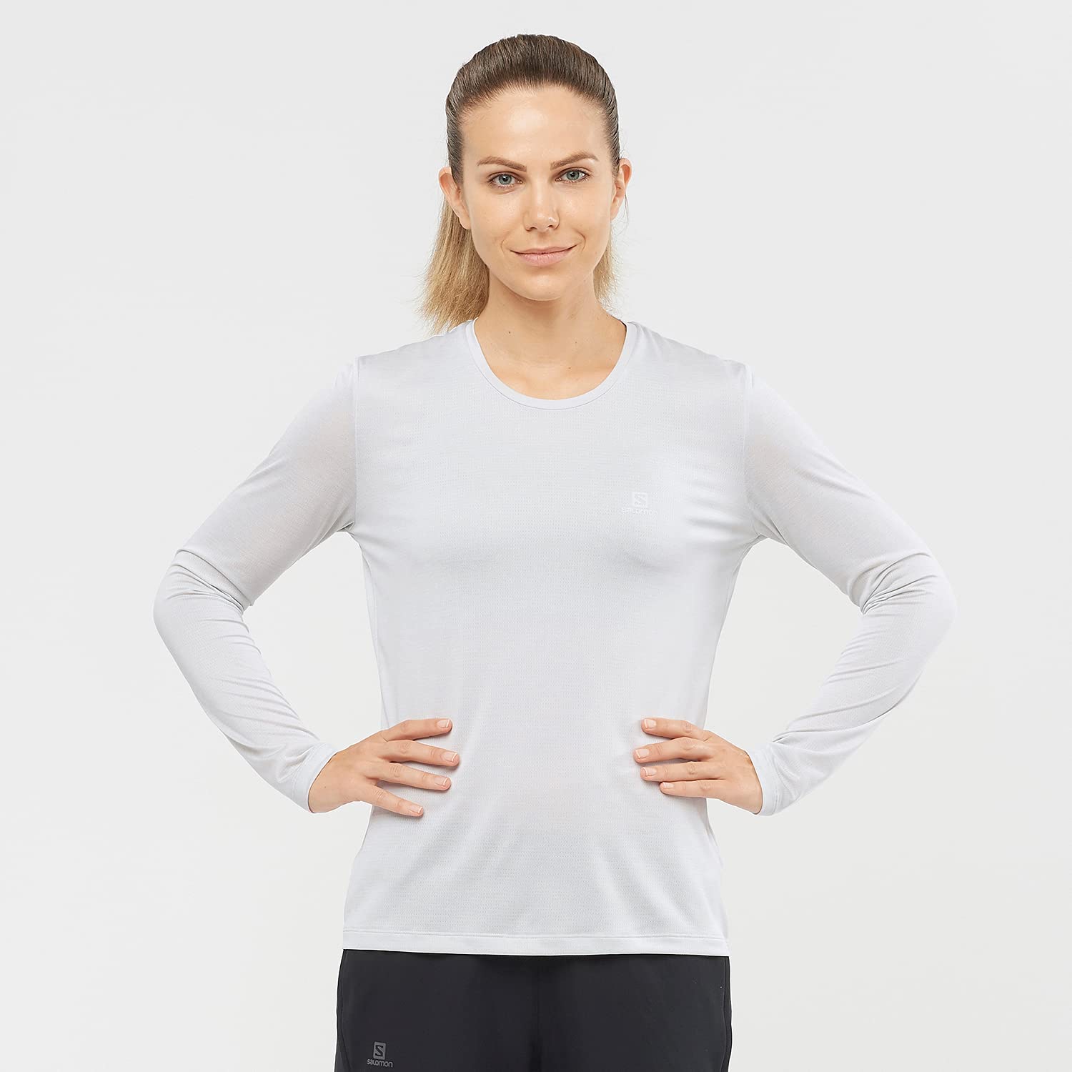 Salomon Women's Standard Agile LS TEE W, White, XL