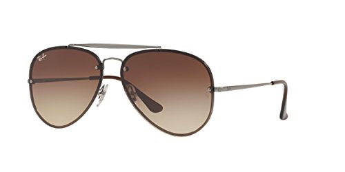 Ray-Ban RB3584N Blaze Aviator Sunglasses, Gunmetal/Brown Gradient Dark Brown, 61 mm