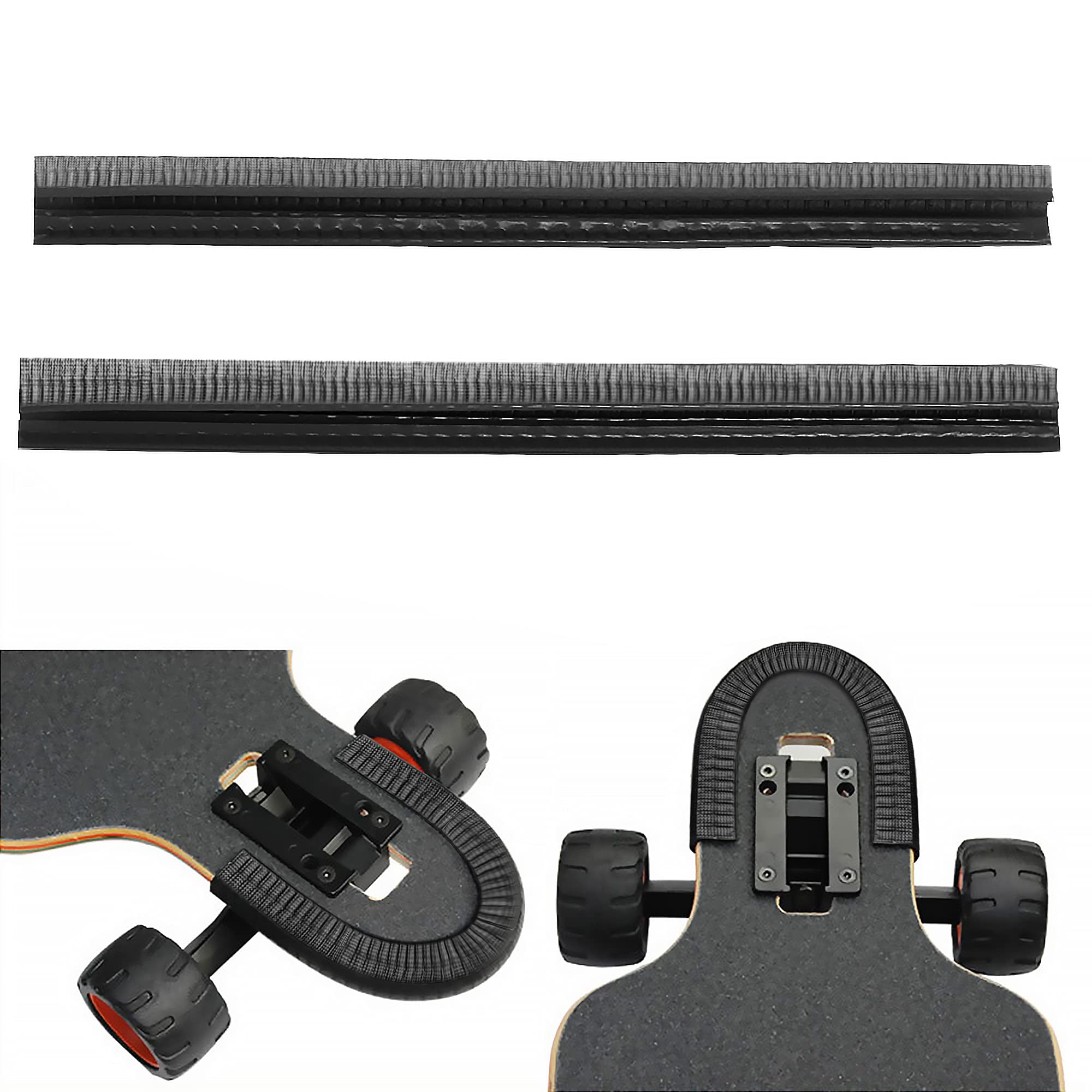 SENSIVO Skateboard Deck Guards Protector, Excellent Edge Protection, Longboard, Boosted Board Nose Guard and Tail Guard, Durable Shock Absorbing Rubber Cover, Rubber Strip(Pack of 2) (Jet Black)