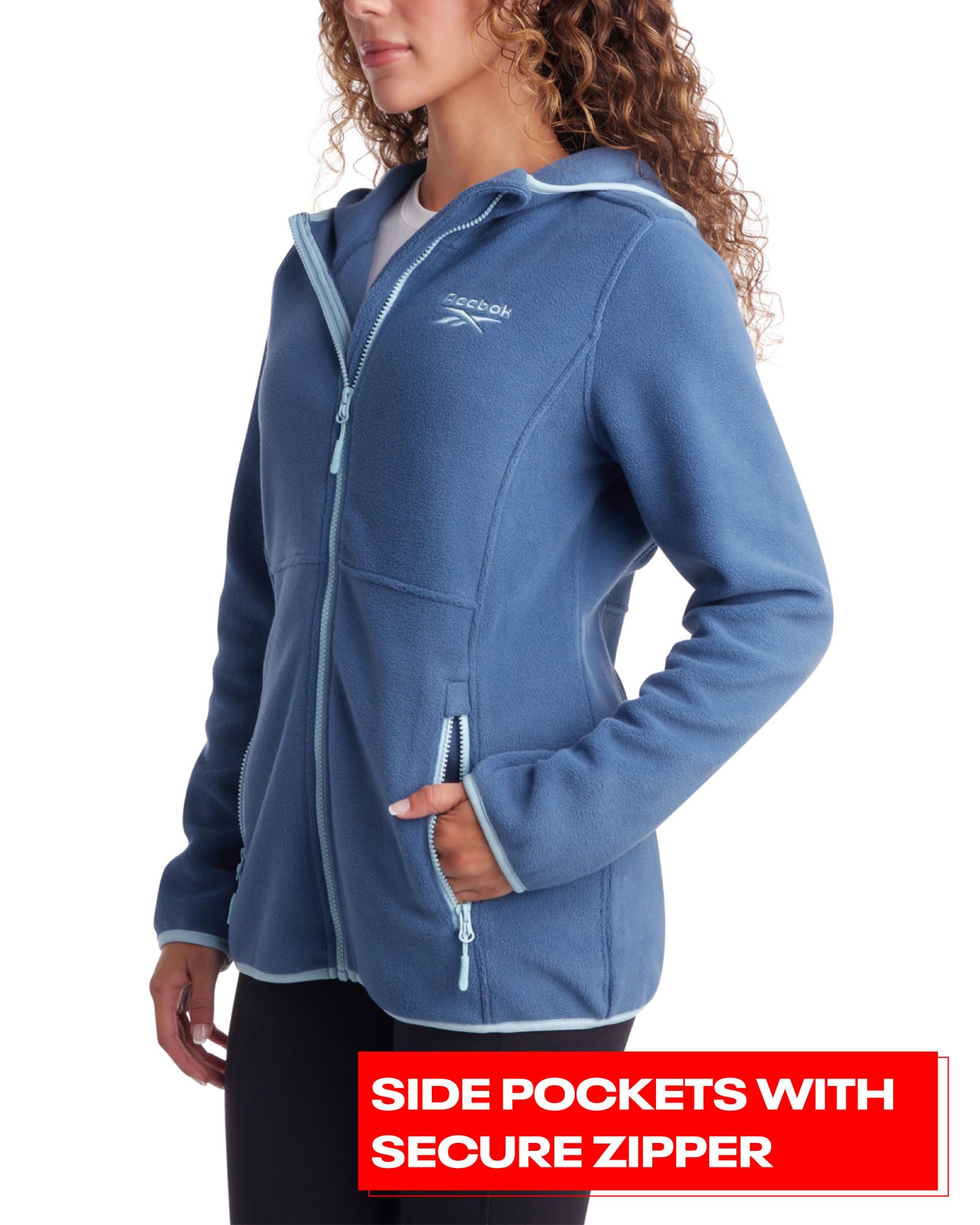 Reebok Women's Jacket - Polar Fleece Sweatshirt Jacket - Lightweight Coat for Women (S-XL), Size X-Large, Black