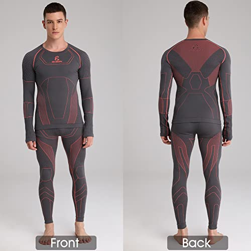 YEEFINE Men's Thermal Underwear Base Layer Top & Bottom Set for Men Long Johns for Cold Weather Hunting Ski Snow Snowboard(Gray,S)