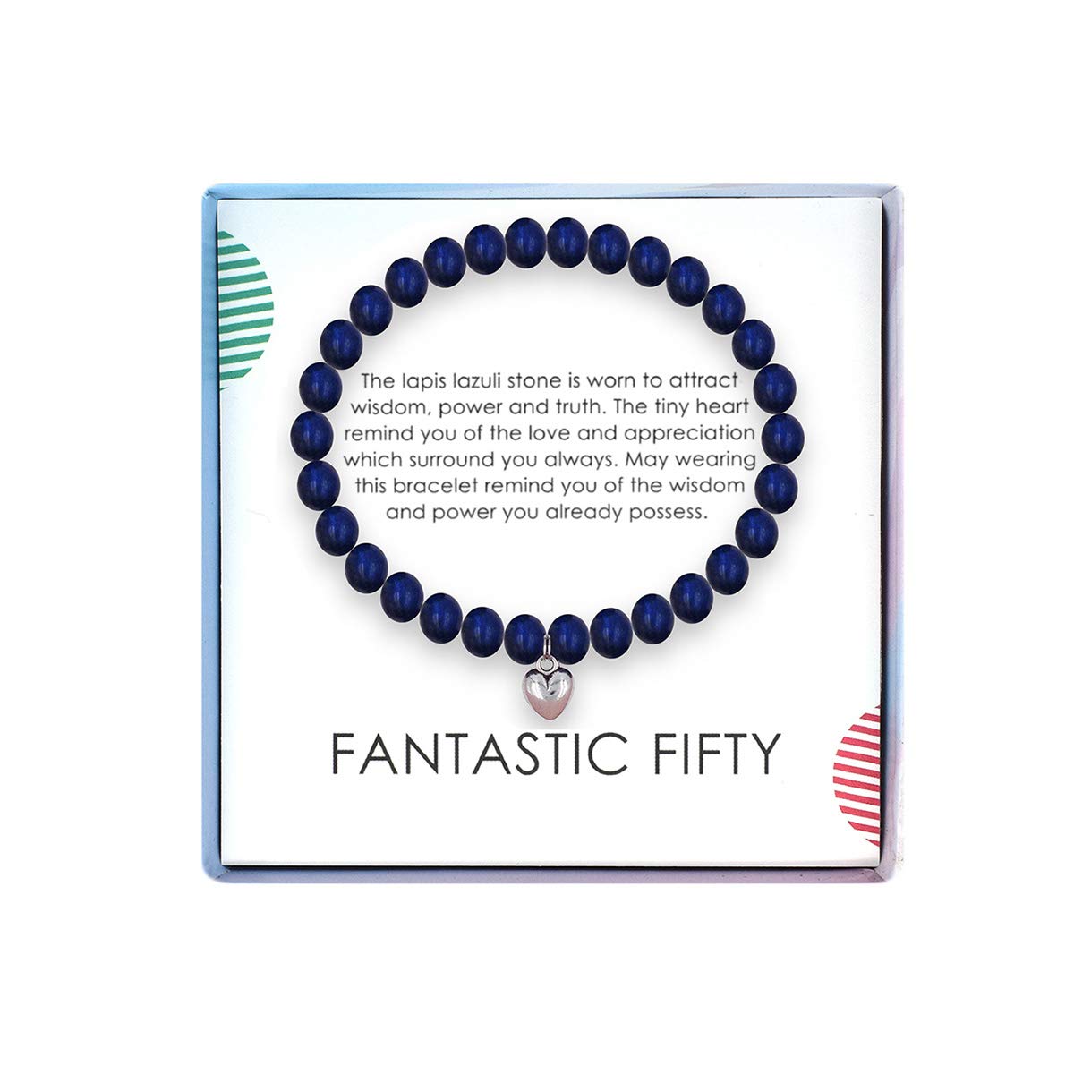 SOLINFOR 50th Birthday Gifts for Women - Lapis Lazuli Beads Bracelet - 50 Years Old Jewelry Gift Idea for Her