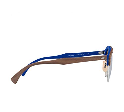 Ray-Ban Rb4246m Clubhouse Wood Round Sunglasses, Silver/Gradient Brown Mirrored Silver, 51 mm