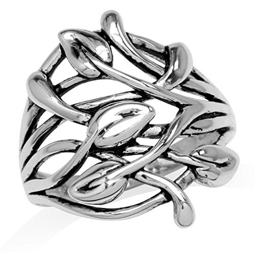 Silvershake 925 Sterling Silver Filigree Leaf Vintage Inspired Ring Size 10