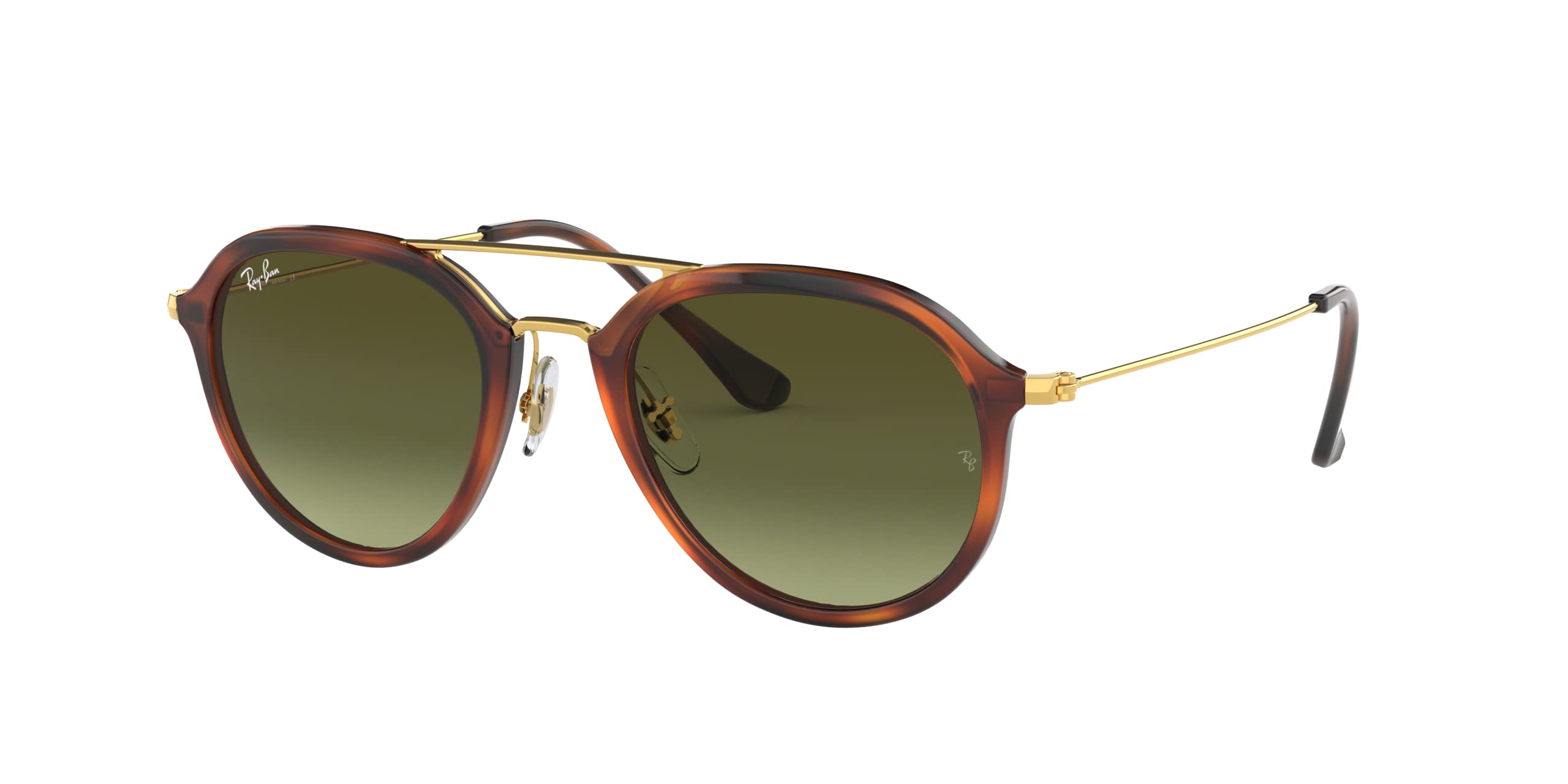 Ray-Ban RB4253 Square Sunglasses, Striped Red Havana/Green Gradient Brown, 53 mm