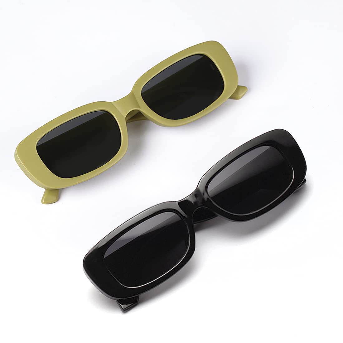 Tskestvy 3 Pack Women’s Rectangle Sunglasses Retro Trendy Square Vintage Glasses Pack 90s Y2K Aesthetic Accessories (L)