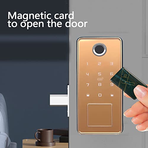 Smart Lock, Fingerprint Keyless Entry Door Lock, with TT Lock App | Touchscreen Keypad/Auto Lock/Easy Installation, with Gateway, Supports Amazon Alexa/Google Assistan (Gold, Without Gateway)