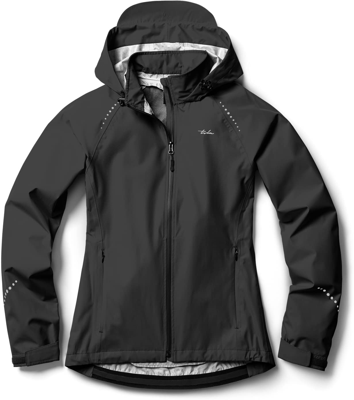 TSLA Women's Cycling Windbreaker Jacket, Waterproof Running Workout Rain Jackets, Packable Reflective Hiking Hoodie, Cycling Black, Small