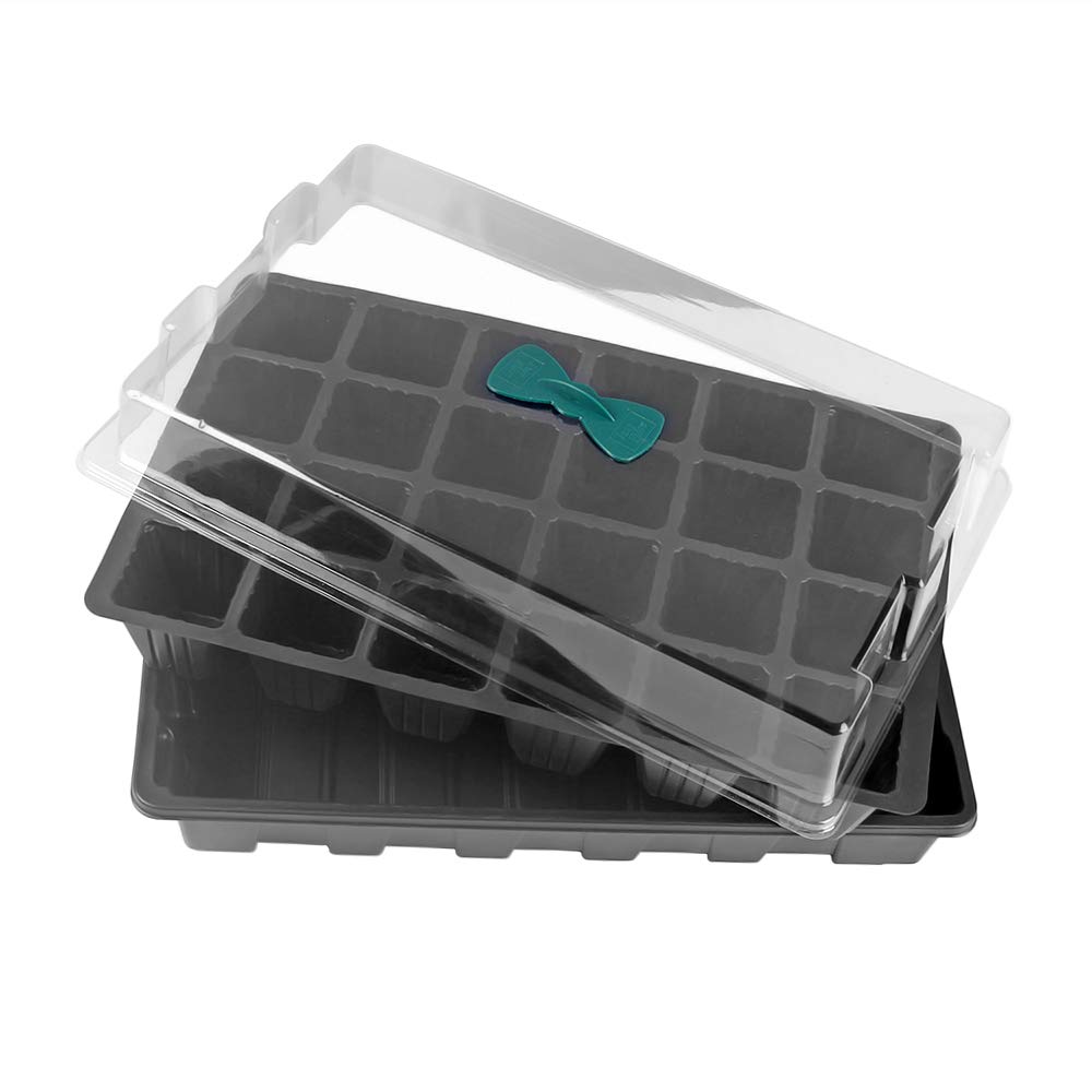 SHIYETA 240 Cells -24 Grow Trays with Humidity Dome and Cell Insert - Mini Propagator for Seed Starting and Growing Healthy Plants Durable Reusable and Recyclable 10 Pack