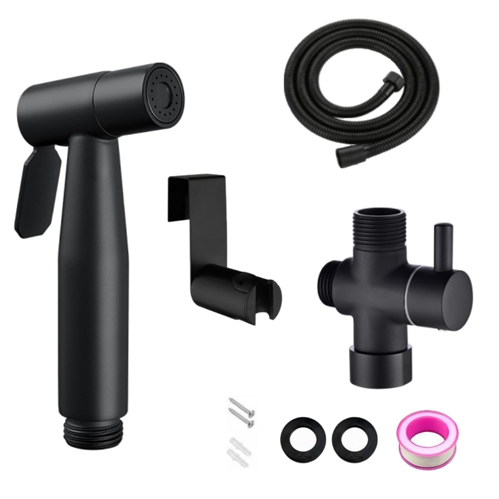 Wexecon Muslim Shower Black Handheld Bidet Sprayer for Toilet with Explosion Proof Bidet Hose Adjustable Water Pressure-Jet Spray Soft Spray Great for Feminine Wash, Pet and Bathroom Cleaning(C,Black)